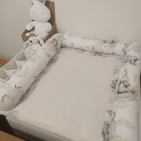 Beige Changing Mat in Fabric, Changing Pad With Accessory Baskets, Baby ...