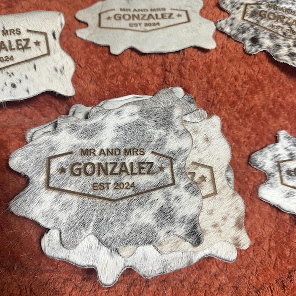 Cowhide Wedding Favors for Guests Real Cowhide Coasters Brown and White ...