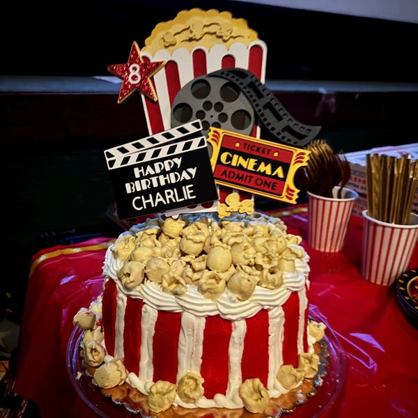 Custom Movie Theater Cake Topper, Movie Night Birthday, Movie Party ...