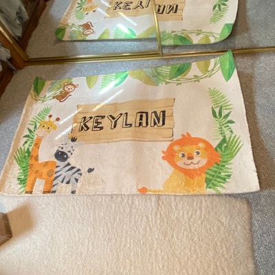 Personalized Rug, Jungle Room Mat, Monogrammed Playroom Rug Customized ...
