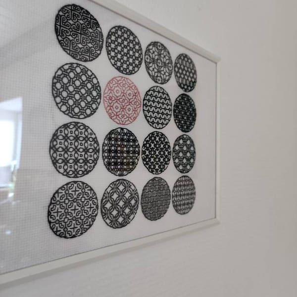 Circles Sampler Blackwork Pattern, PDF Blackwork Embroidery Chart, Downloadable PDF Embroidery ...