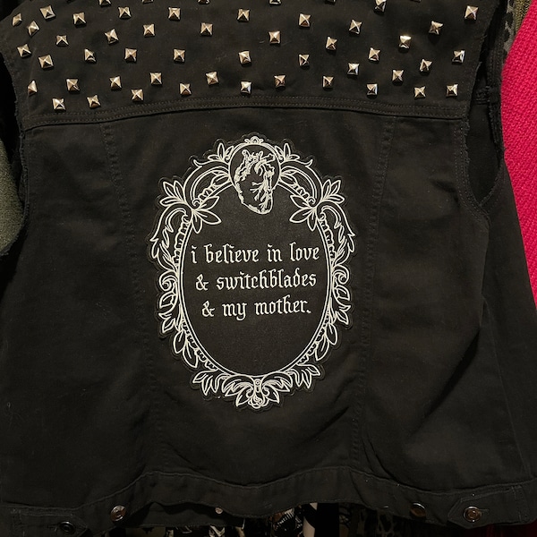 Large Embroidered Back Patch - ""love/switchblades/mother" - Etsy Canada