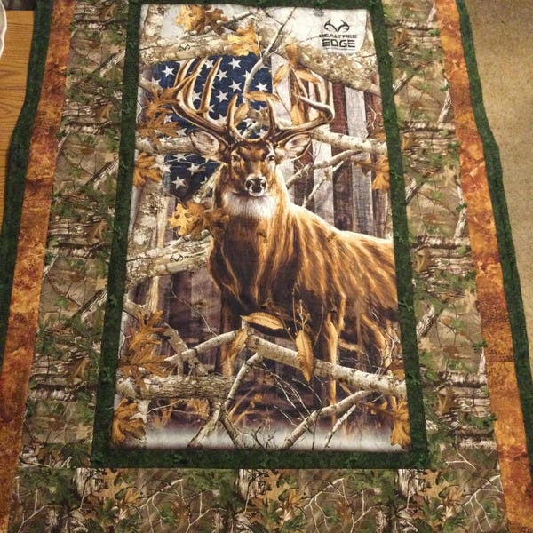 23.5" X 44" Panel Realtree Patriotic Deer Buck American Flag Hunting ...