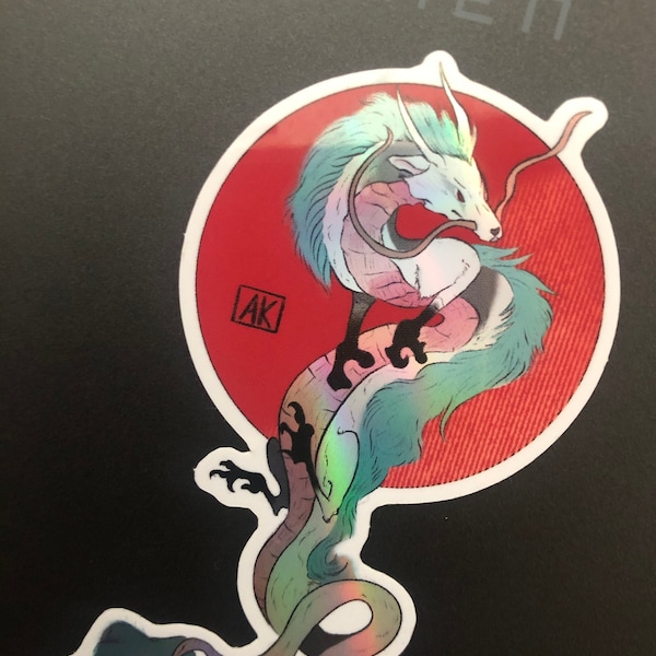 Holographic Haku Sticker, Anime Sticker, Japanese Dragon Stationery - Etsy