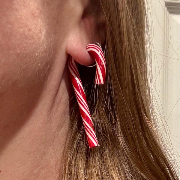 Handmade Candy Cane Earrings: Polymer Clay Christmas Jewelry - Etsy