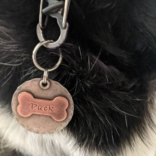 Large Dog Tag With Bone - Dog Collar Tag - Personalized Pet ID Tag ...