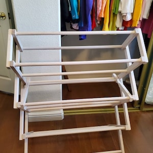 Wall Mount Clothes Drying Rack, Wooden Ladder Mount Holds 250 Lbs Amish ...