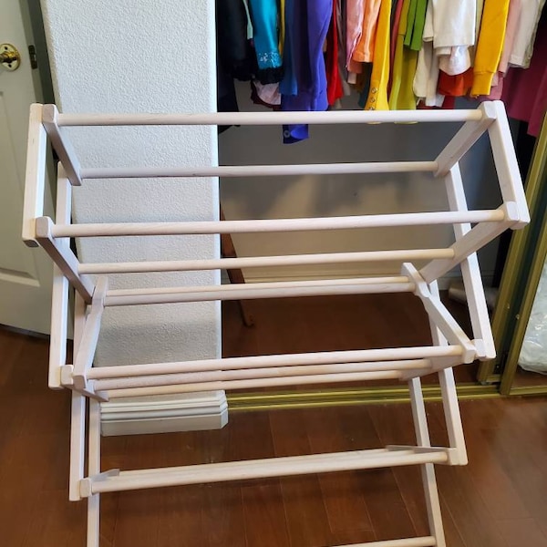 Folding Spiral Clothes Drying Rack Wooden - Amish Handmade - Etsy