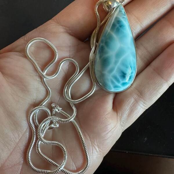EXQUISITE Larimar Teardrop Stone, Top-grade AAA Deep Blue Larimar Cabochon, Larimar Specimen ...