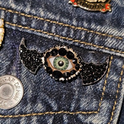 HUGE Epic Golden Topaz Eyeball Art Brooch or Pendant With Loop With a ...