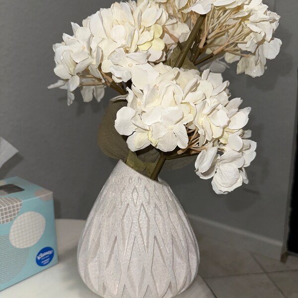 Large 10in 25cm Granite Stone Look Vase Black Grey White Vase Geometric ...