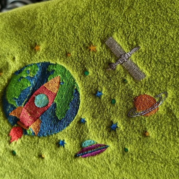 Earth Stars Rocket UFO Solar System Embroidery Design. Machine ...