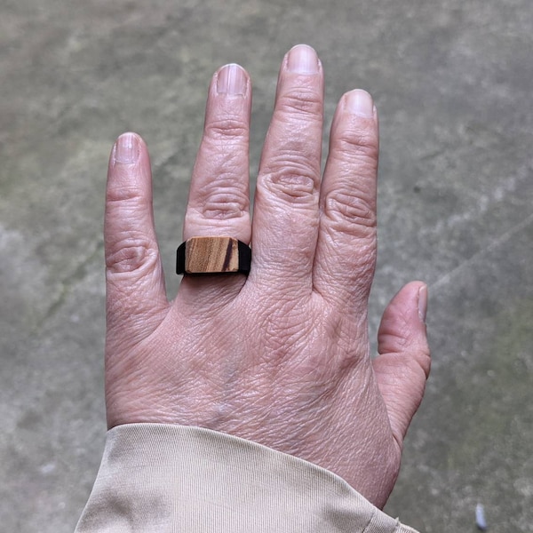 Ring With Olive Wood,olive Wood, Statement Signet,natural Ring,wooden ...