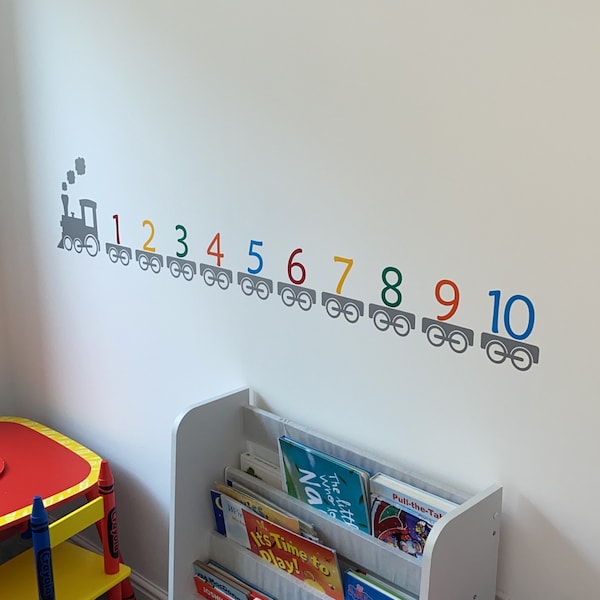 TRAIN Wall Sticker Learning Educational Numbers Girls Boys Bedroom ...
