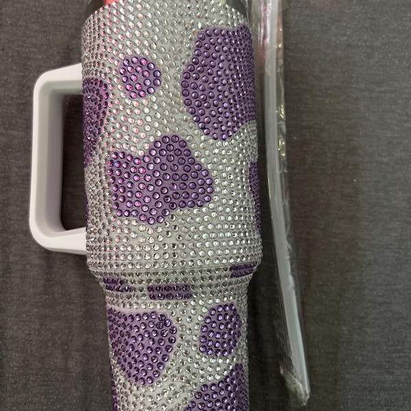 Rhinestone Heart 40oz Tumbler - Stainless Steel W/handle, Bling Dimond ...