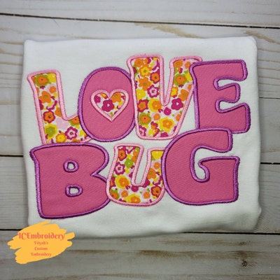 Love Bug Applique Design 2 6 Sizes 10 Formats Machine Embroidery ...