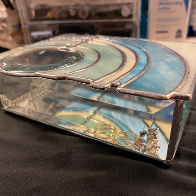 Teal Stained Glass Box, Stained Glass Jewelry Box, Stained Glass ...