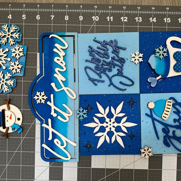 Let It Snow Square Inserts for House Frames Interchangeable 7 Piece ...