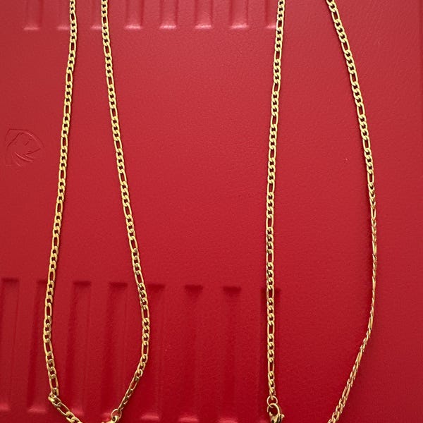 18K Gold Chain Necklace, Vine Chain, Twist Chain, Gift for Her, Figaro ...