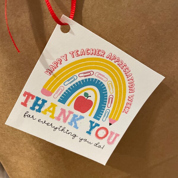 Editable Teacher Appreciation Week Gift Tags, Teacher Thank You Tag ...