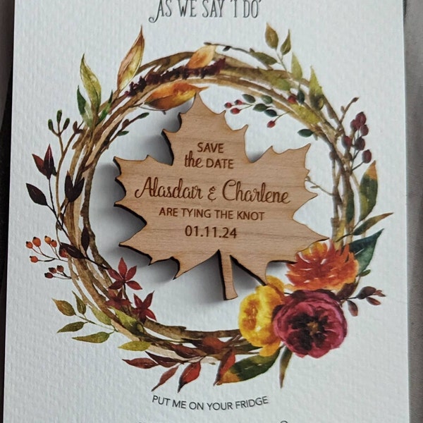 Fall Save the Date Magnet With Cards, Wedding Maple Leaf Save-the-dates ...