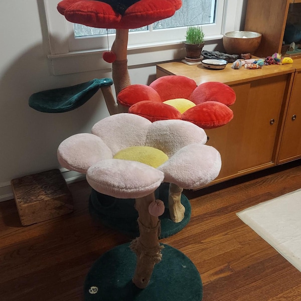 HEXAFLORA Wood Cat Tree Tower, Wooden Cat Tower, Modern Cat Climbing ...