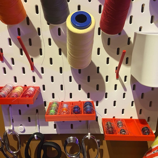 Bobbin Holder for Skadis or Uppspel Pegboard - Sewing, Serger, Knitting ...