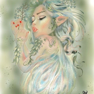 Faye Coloring Page Grayscale Illustration Female Fairy Elf - Etsy