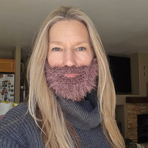 Fuzzy Beard in WHITE Hand Crochet, Beard and Mustache Only - Use With ...
