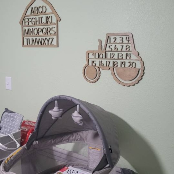 Tractor Number Sign: Laser Cut Birch Wood Farm Nursery Decor - Etsy