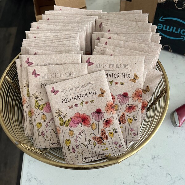 50 Personalized Custom Seed Packets - Pollinator Butterfly - Wildflower ...