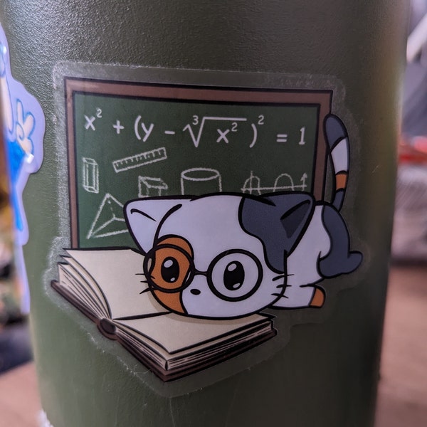 Math Cat Sticker (CLEAR Sticker) - Etsy