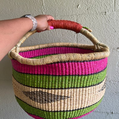 African Rwanda Woven Basket Biko Pink - Etsy