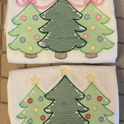 BUNDLE Christmas Tree Trio With Bows & Stars Sketch Stitch Machine ...