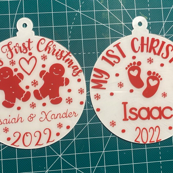 Baby's First Christmas Svg Bundle, Baby 1st Christmas Ornament Svg, My ...