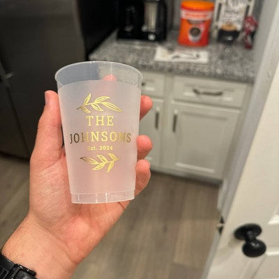 Custom Wedding Cups, Reception Bar Frosted Cups, Personalized ...