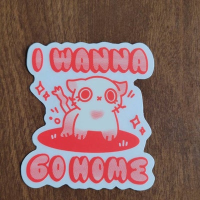 Clear Transparent Vinyl Sticker I Wanna Go Home Kitten Cat Kawaii Cute ...