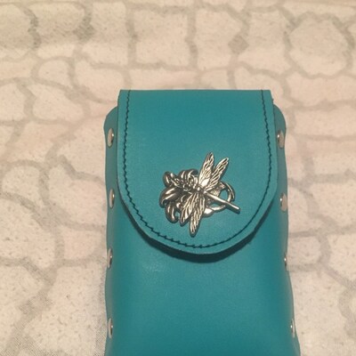 Turquoise Leather Cigarette Case With Dragonfly Concho - Etsy