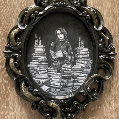 Handmade Ornate Oval Plaster Snake Serpent Frame With Baphomet goth ...