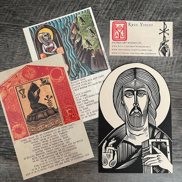 Saint Hildegard of Bingen Linocut Christian Prayer Mystic Icon Doctor ...