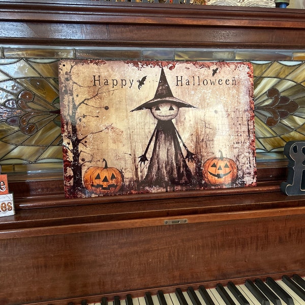 Primitive Halloween Decor Metal Sign Decoration Antique Rustic ...