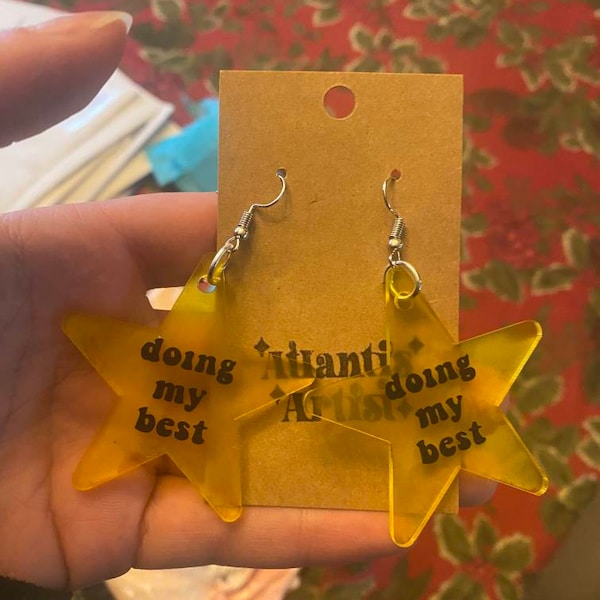 Star Shaped Earrings, Doing My Best Earrings, Meme Earrings, Funny ...