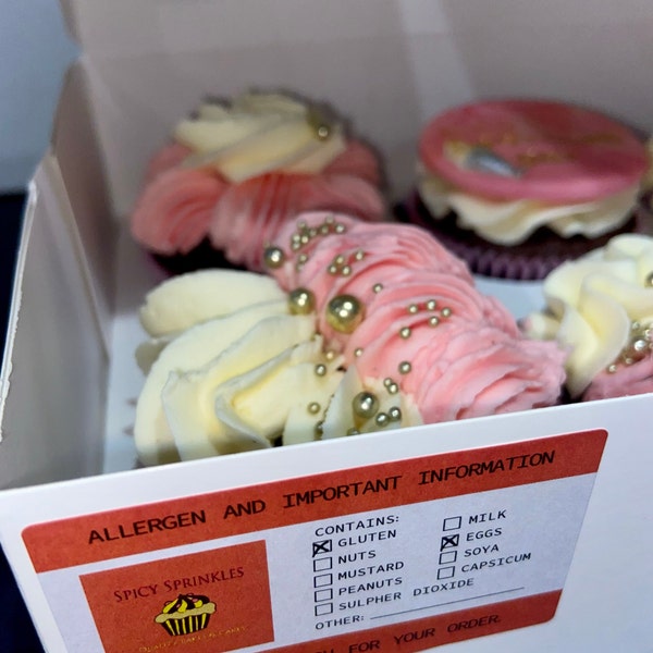 Personaised Allergen Stickers for Cakes - Allergy Information Stickers ...