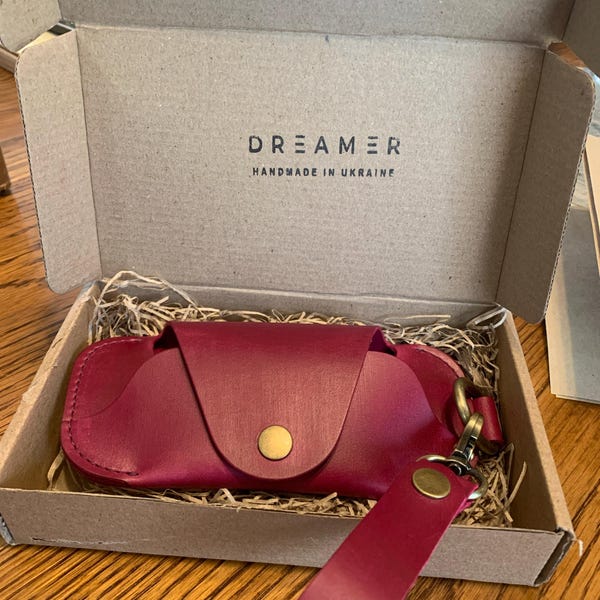 Leather Glasses Case Brown Slim Sunglasses Pouch Leather Eyeglasses ...