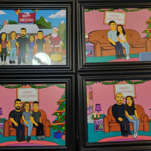SALE Simpsons Portrait for Him Christmas Gifts Custom Family Photo Gift ...
