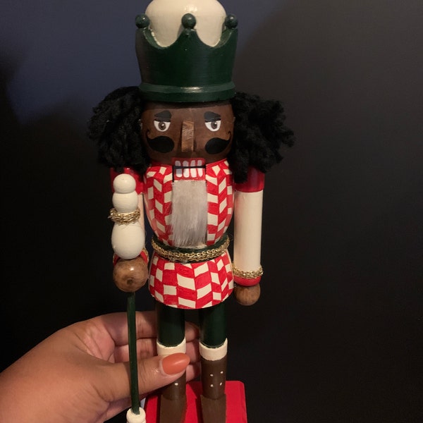 African American Nutcracker - Green Gold Stripe, Holiday, Decor - Etsy