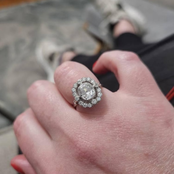 Antique Edwardian Style Ring, Round Cut Moissanite Diamond Art Deco ...