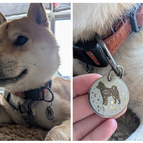 Personalized Dog Tag Engraved With Name and a Whippet Silhouette in a ...