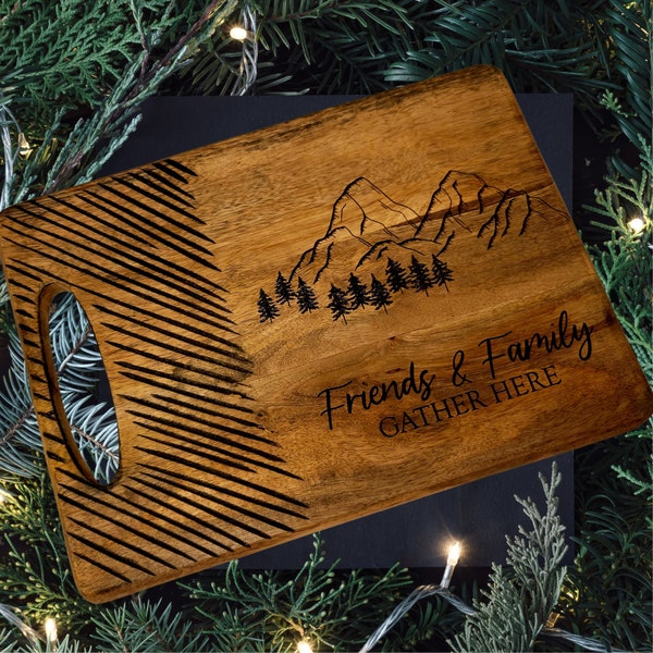 Gather Cutting Board Digital File SVG With Pine Trees Laser Ready ...