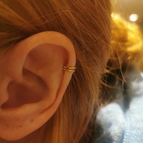 Double Helix Piercing, Helix Earring Hoop, Tiny Cartilage Hoop, Conch ...
